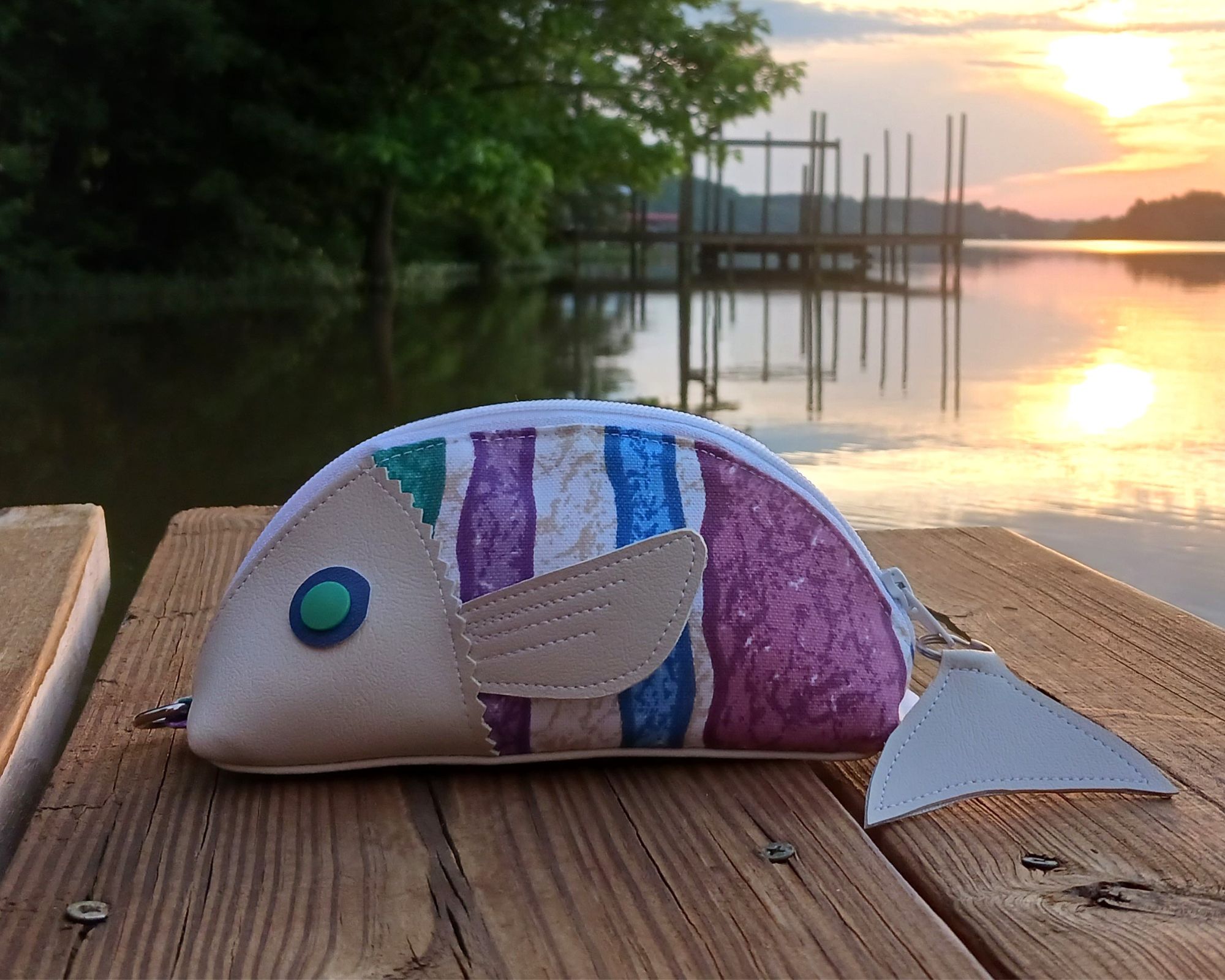 Clothing & Accessories :: Fish ZipperPouch in Wavy Pastel Sea Stripes